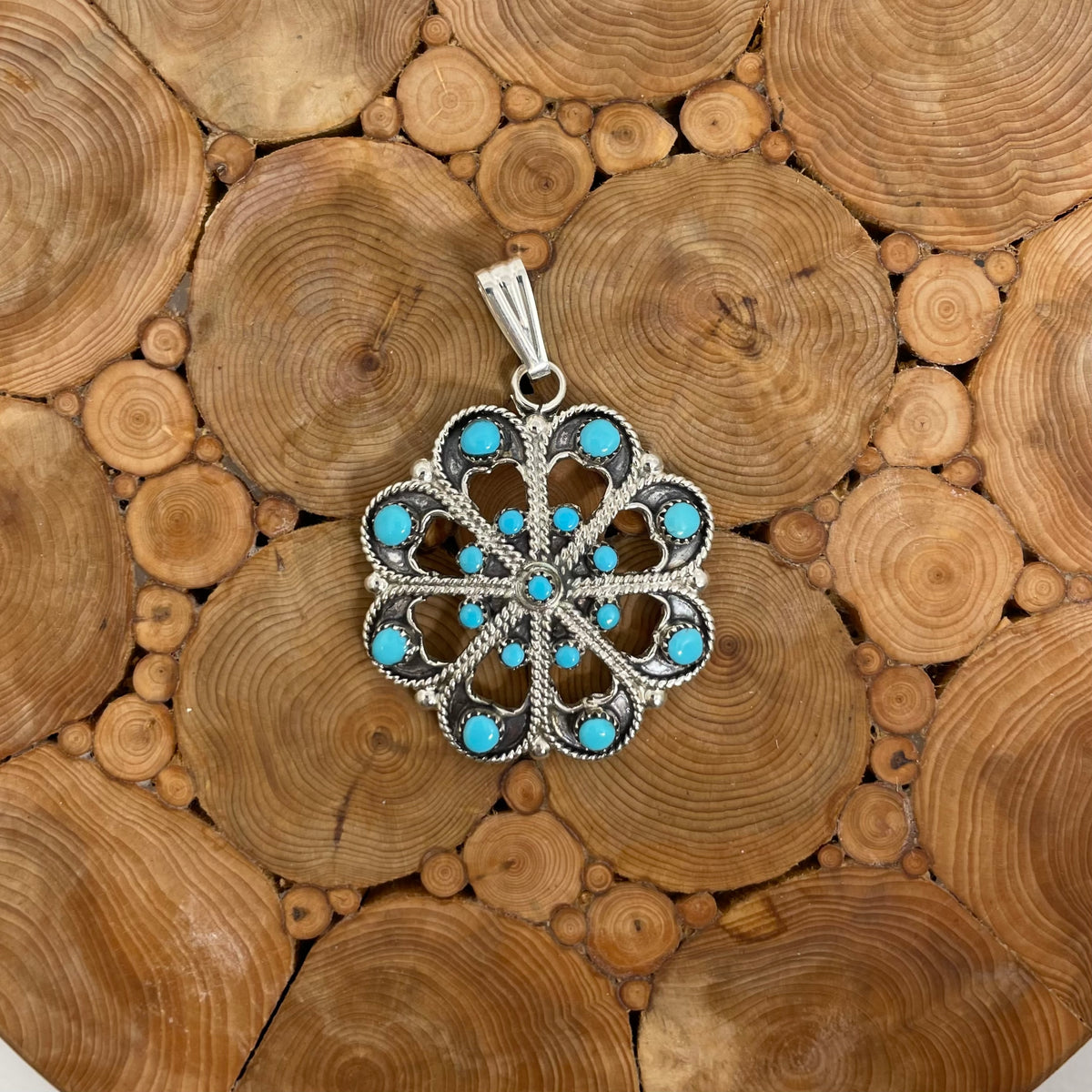 Zuni Silver and Turquoise Cluster Work Jewelry– Raven Makes Gallery