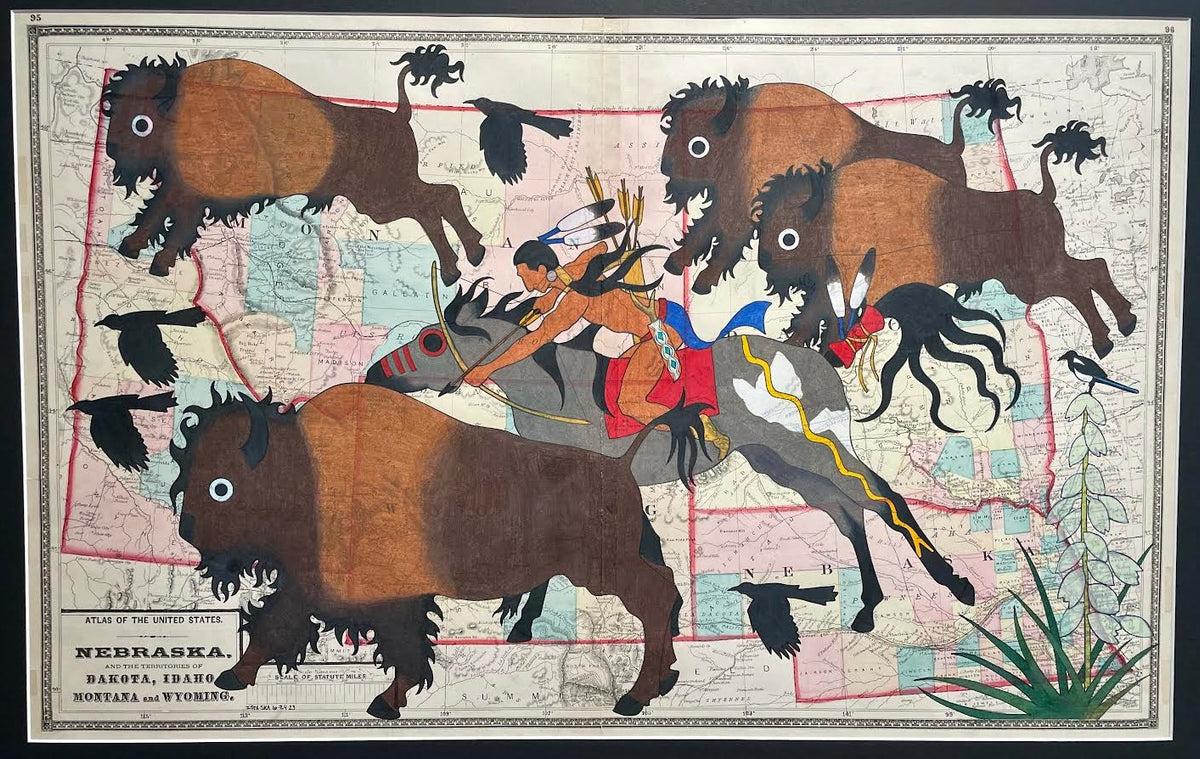 Ledger Art on Antique Maps by American Indian Artists at Raven Makes ...