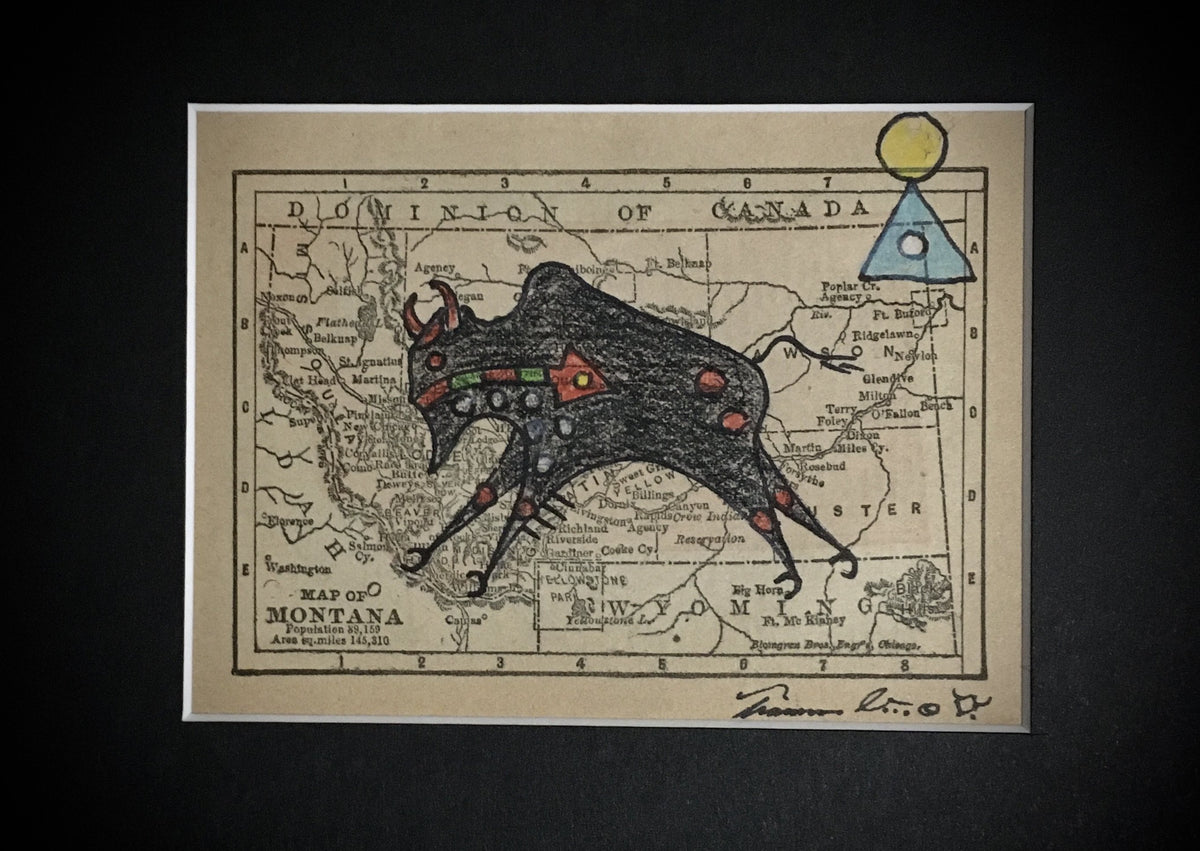 Black Bull on 1888 Montana Miniature Map, by Terrance Guardipee, Black ...