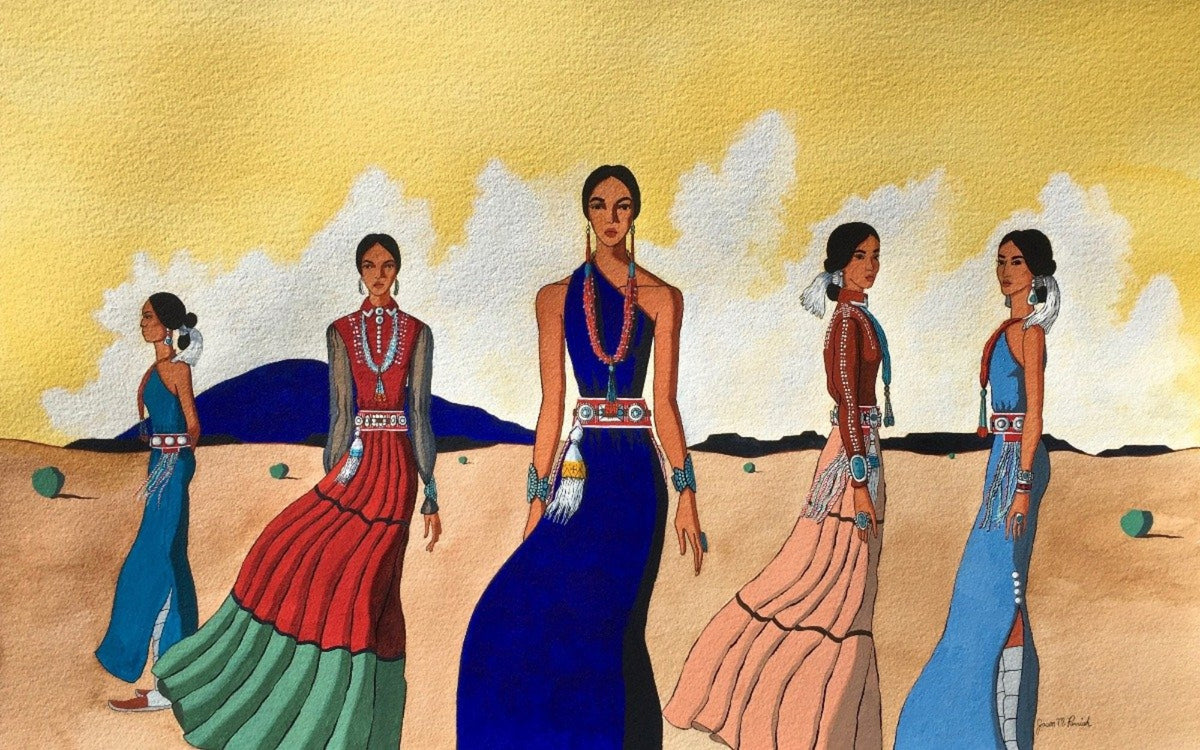 Ladies Before Naatsisʼáán, by Jason Parrish, at Raven Makes Gallery