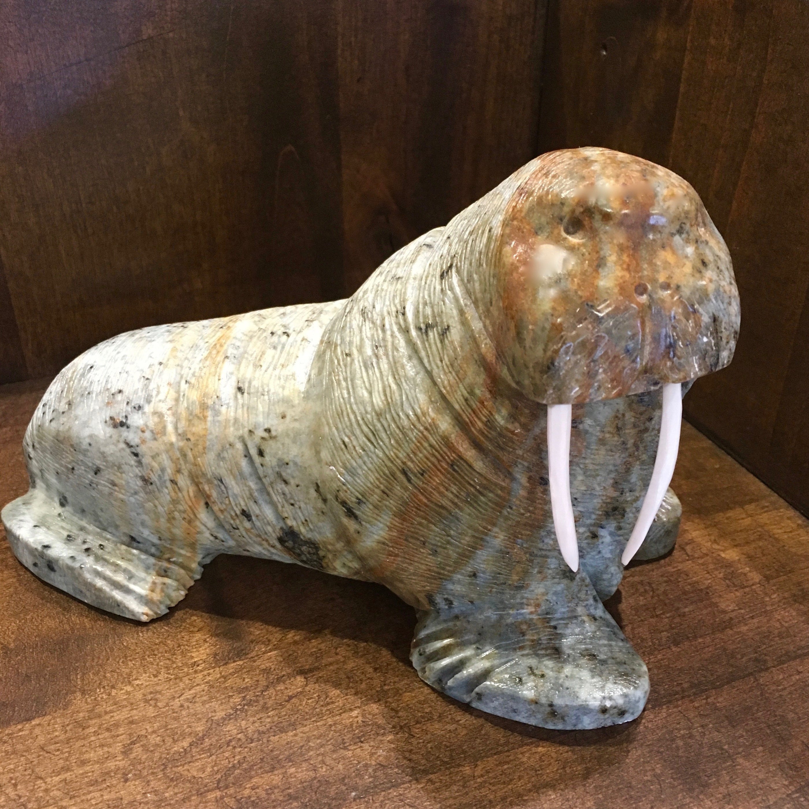 Alaskan Inupiat Art Walrus Carving, by Eric Tetpon– Raven Makes Gallery