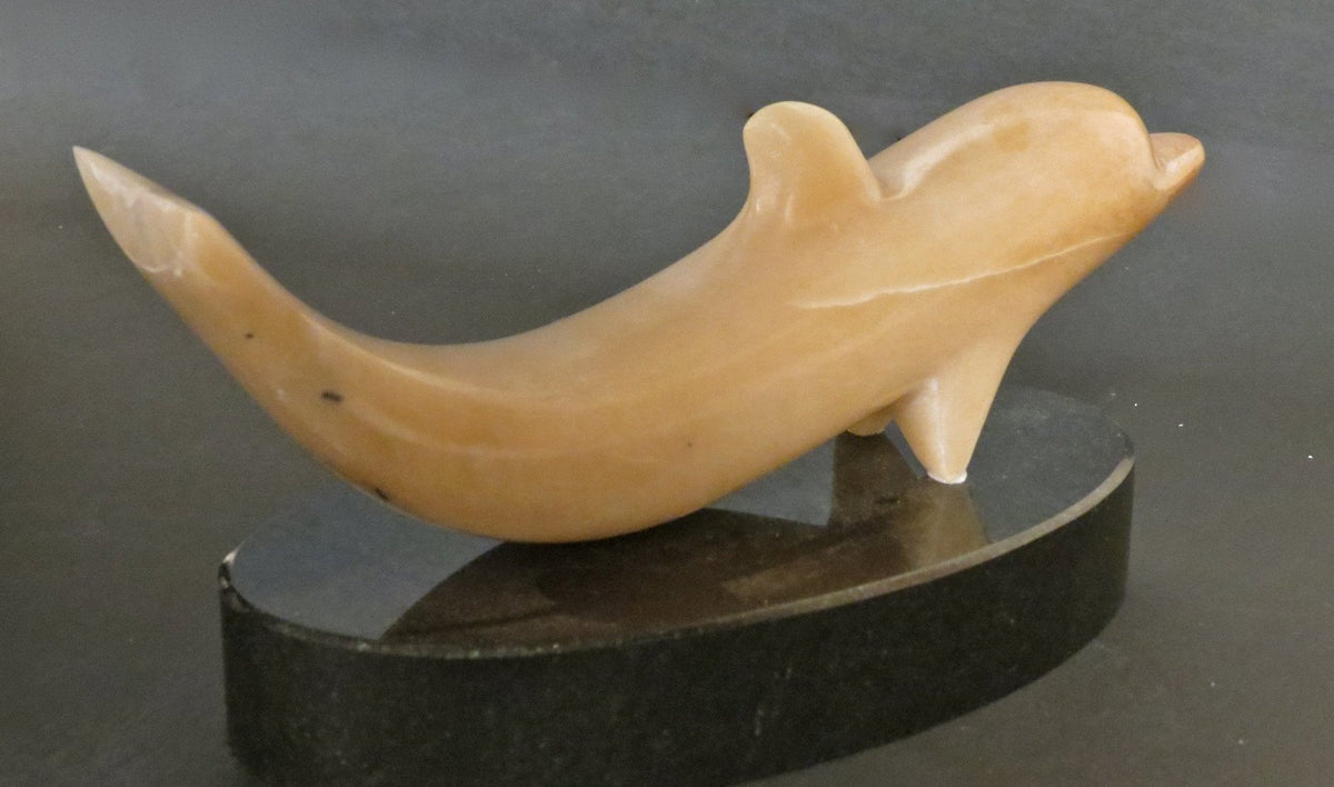 Italian Alabaster Dolphin Sculpture, by Cliff Fragua– Raven Makes Gallery