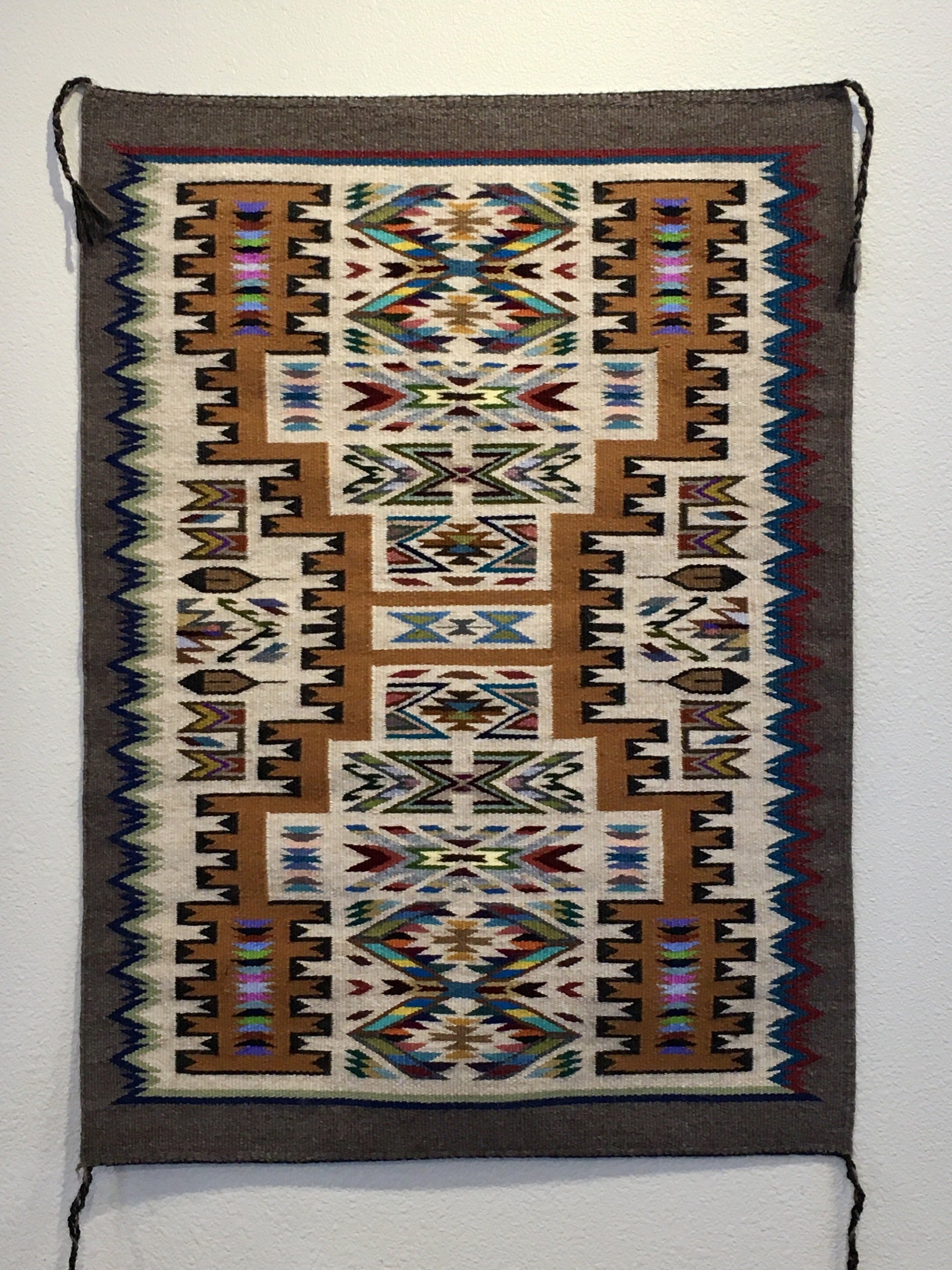 Traditional Storm Pattern Navajo Rug with Vibrant Jewel Colors, by Bes ...