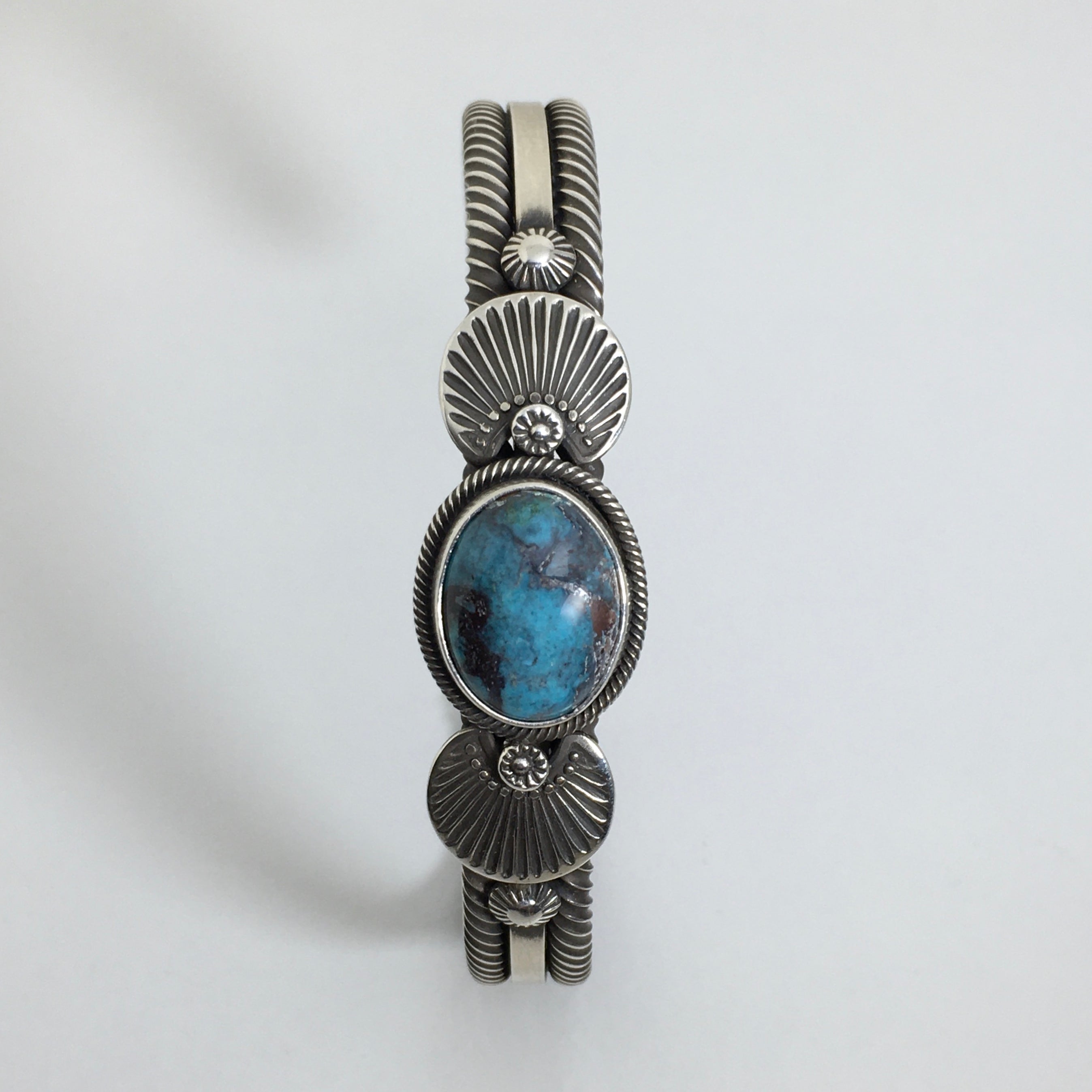 Bisbee Turquoise and Silver Bracelet, by Ivan Howard– Raven Makes Gallery