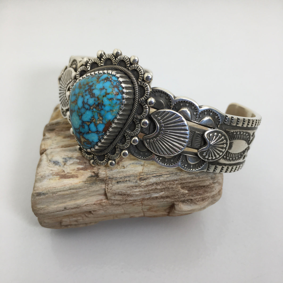 Turquoise Mountain and Silver Cuff Bracelet, by Ivan Howard– Raven ...