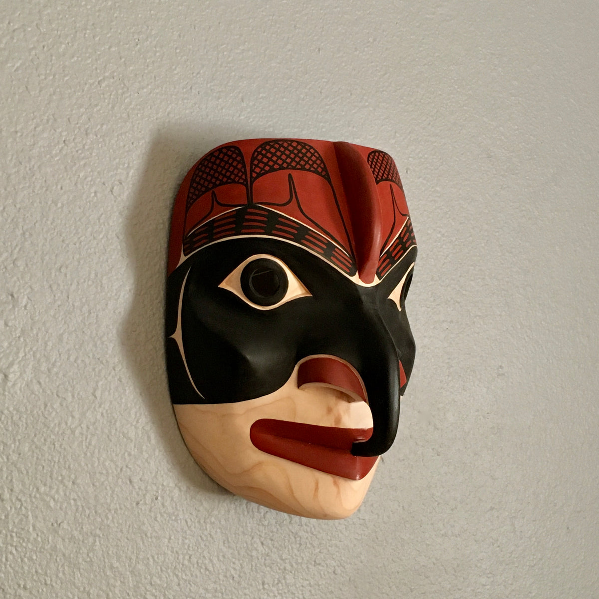 Hawk Mask, by David A. Boxley, at Raven Makes Gallery, Sisters, OR