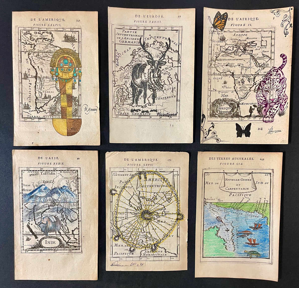 Indigenous Earth, Set of Six 1683 Maps: The Inhabited Continents by Va ...