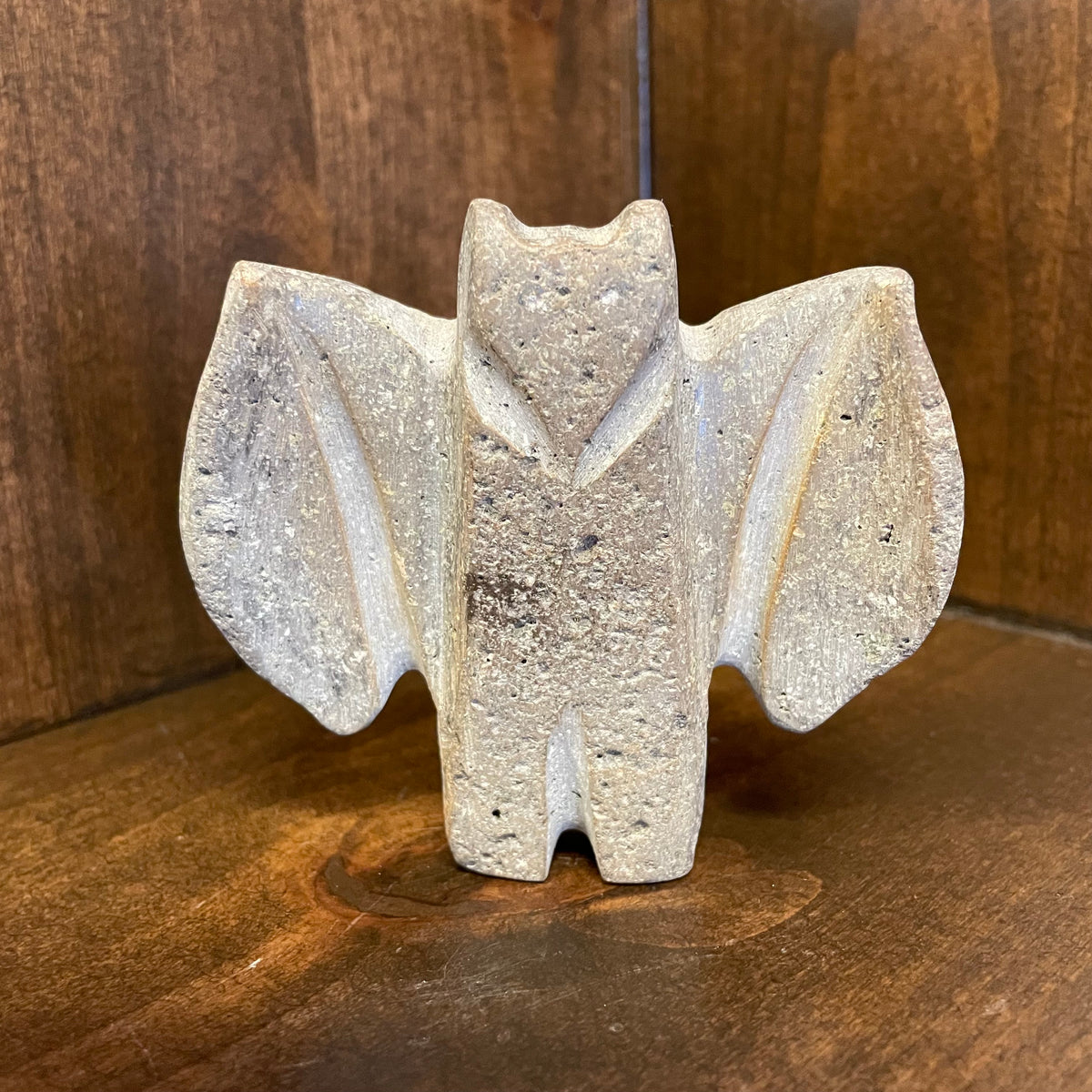 Bat Man Stone Carving, by Salvador Romero, Raven Makes Gallery