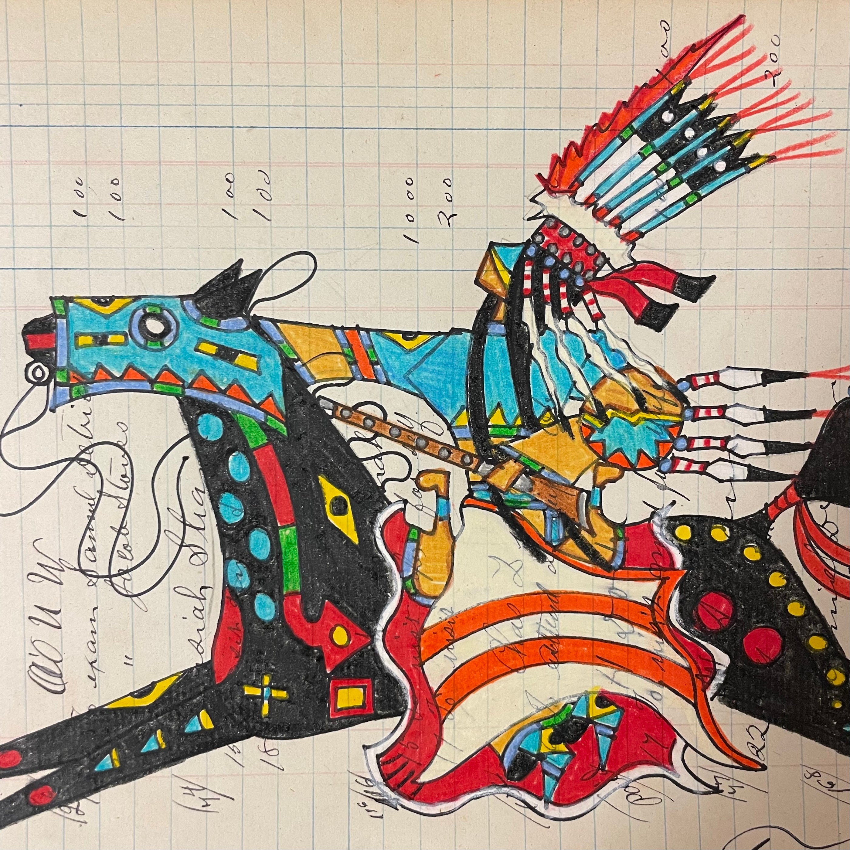 Ledger Art, by Terrance Guardipee at Raven Makes Gallery