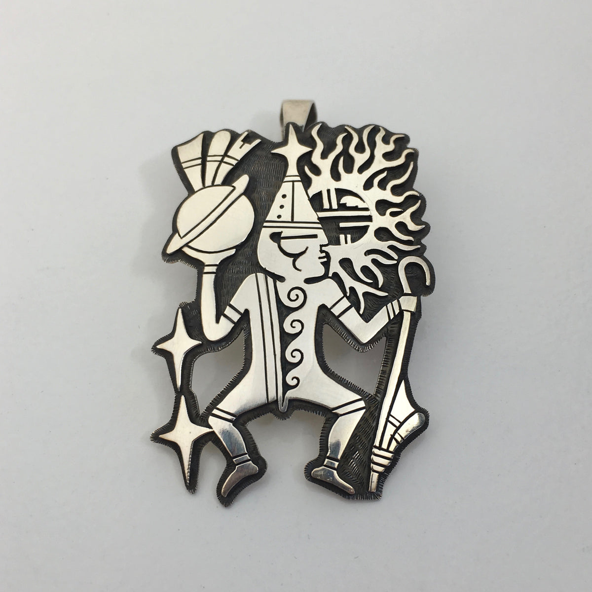 Eclipse Priest Pendant, by Berra Tawahongva– Raven Makes Gallery