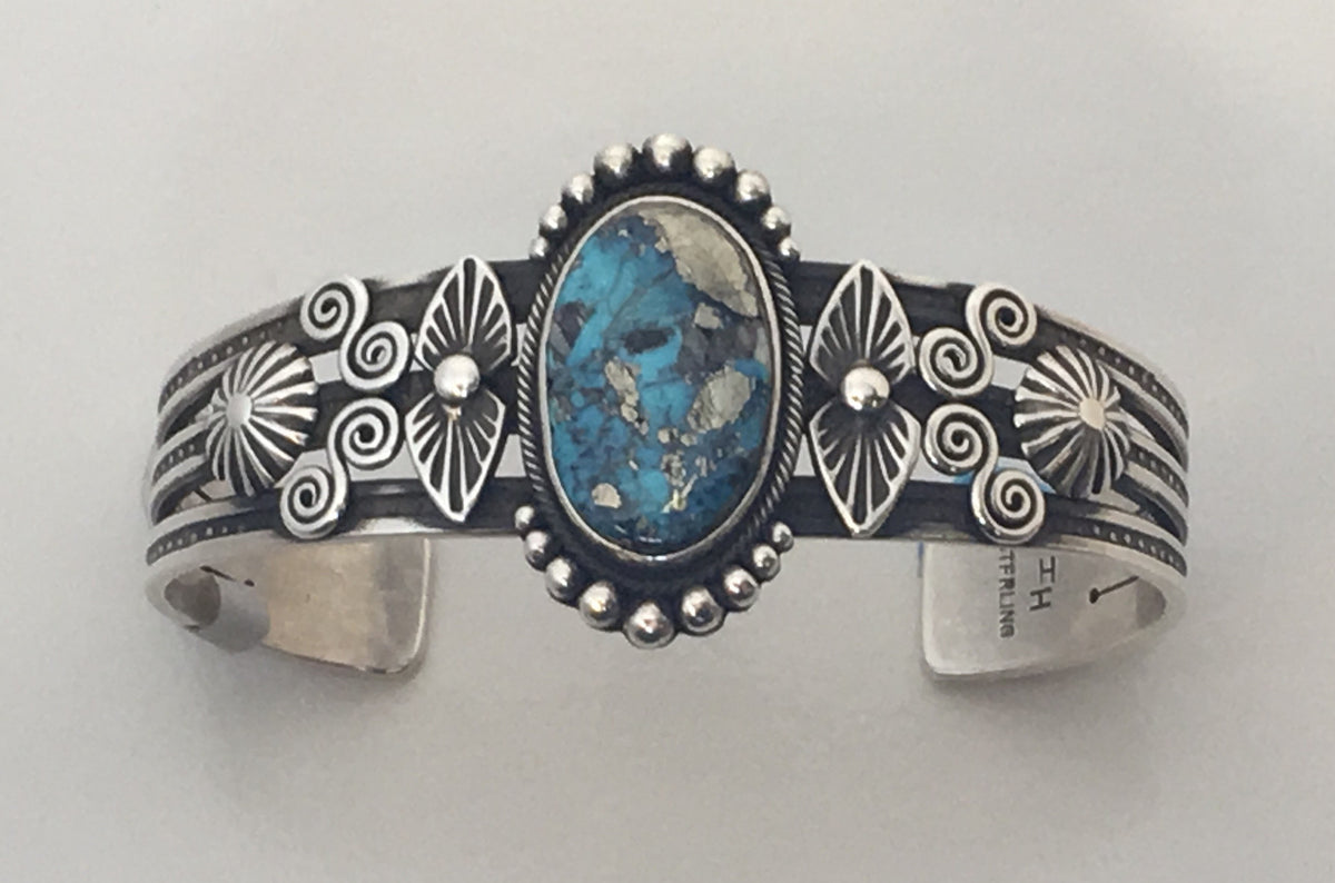 Ithaca Peak Turquoise and Silver Bracelet, by Ivan Howard, Raven Makes ...