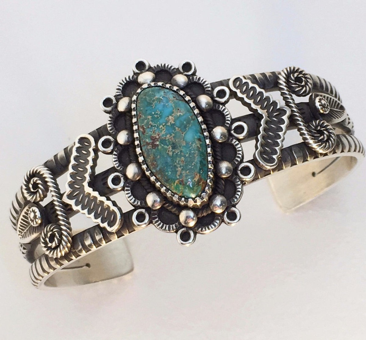 High Grade Bisbee and Silver Bracelet, by Ivan Howard, Raven Makes ...