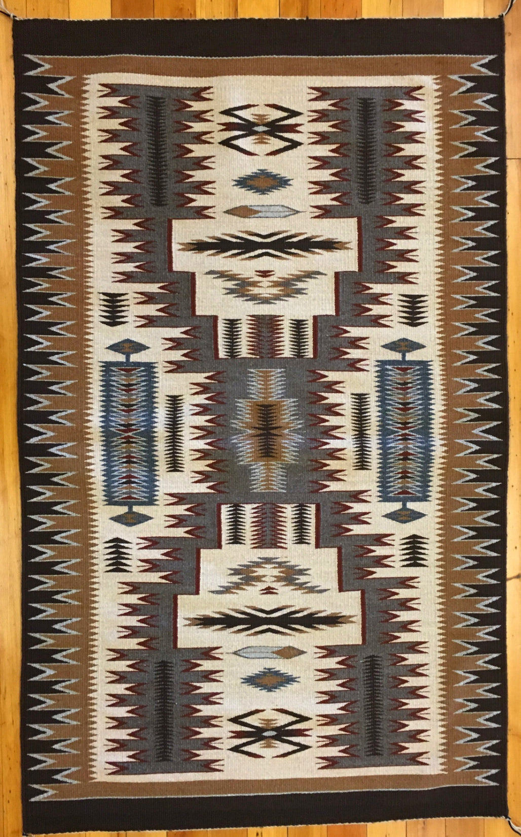 Earth Tones Storm Pattern Navajo Rug, by Nora Manybeads– Raven Makes ...